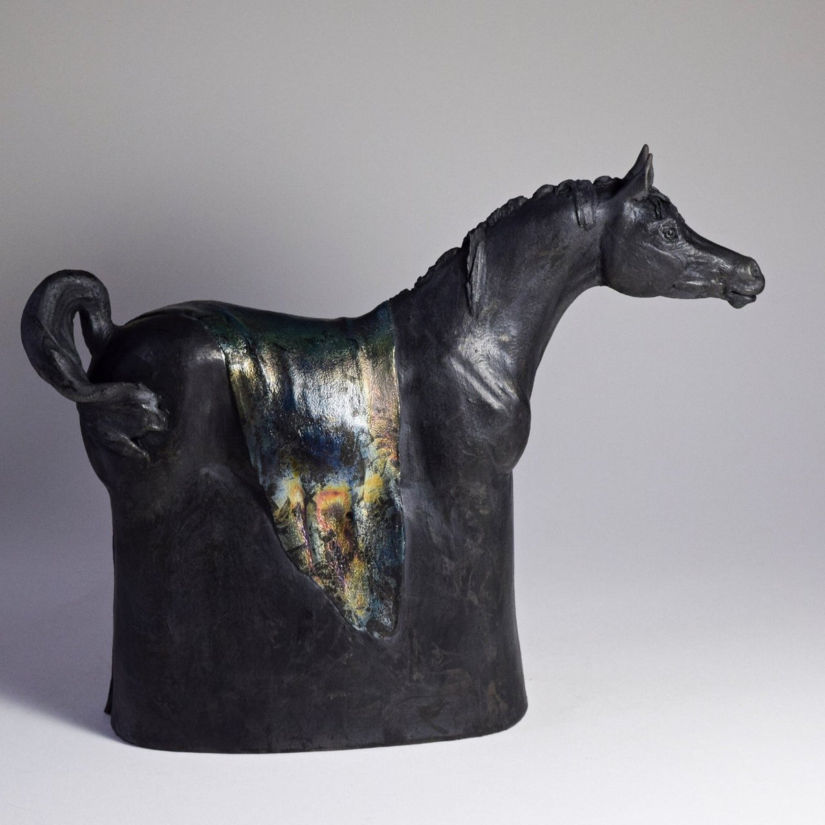 A Handful of South Wind - Raku fired ceramic horse sculpture - Susie Benes