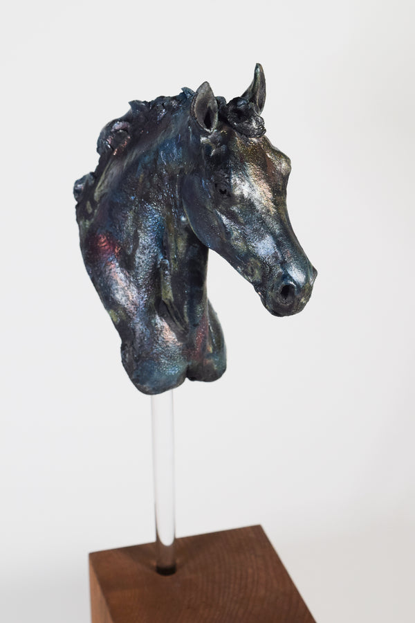 Colours of the Wind - ceramic horse head sculpture by Susie Benes