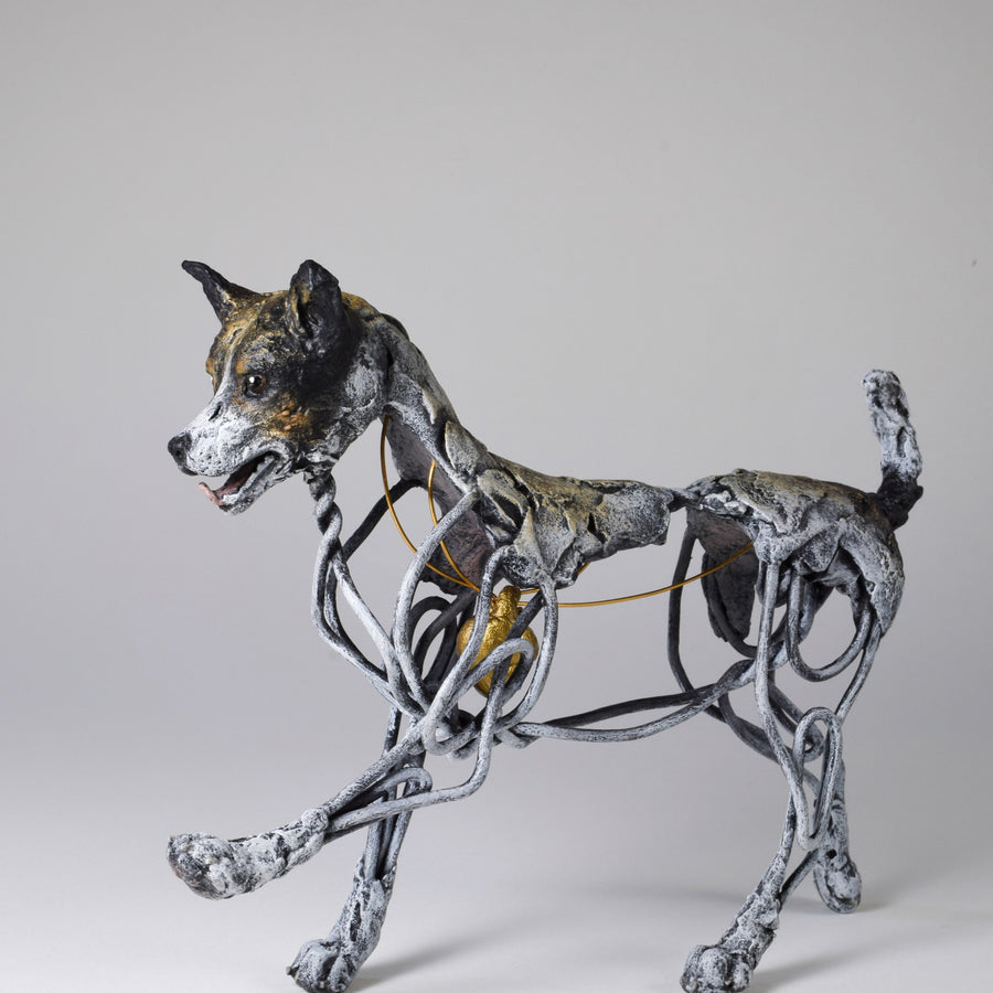 In Good Time VII - wire and clay dog sculpture by Susie Benes