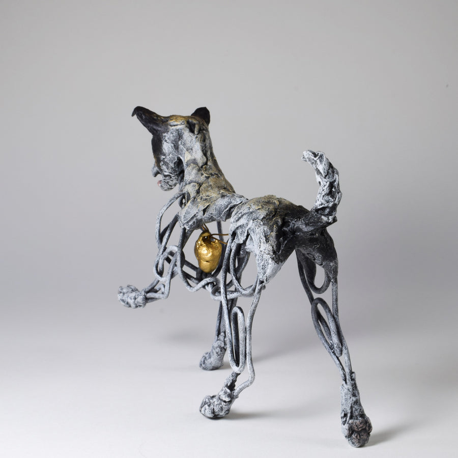 In Good Time VII - wire and clay dog sculpture by Susie Benes