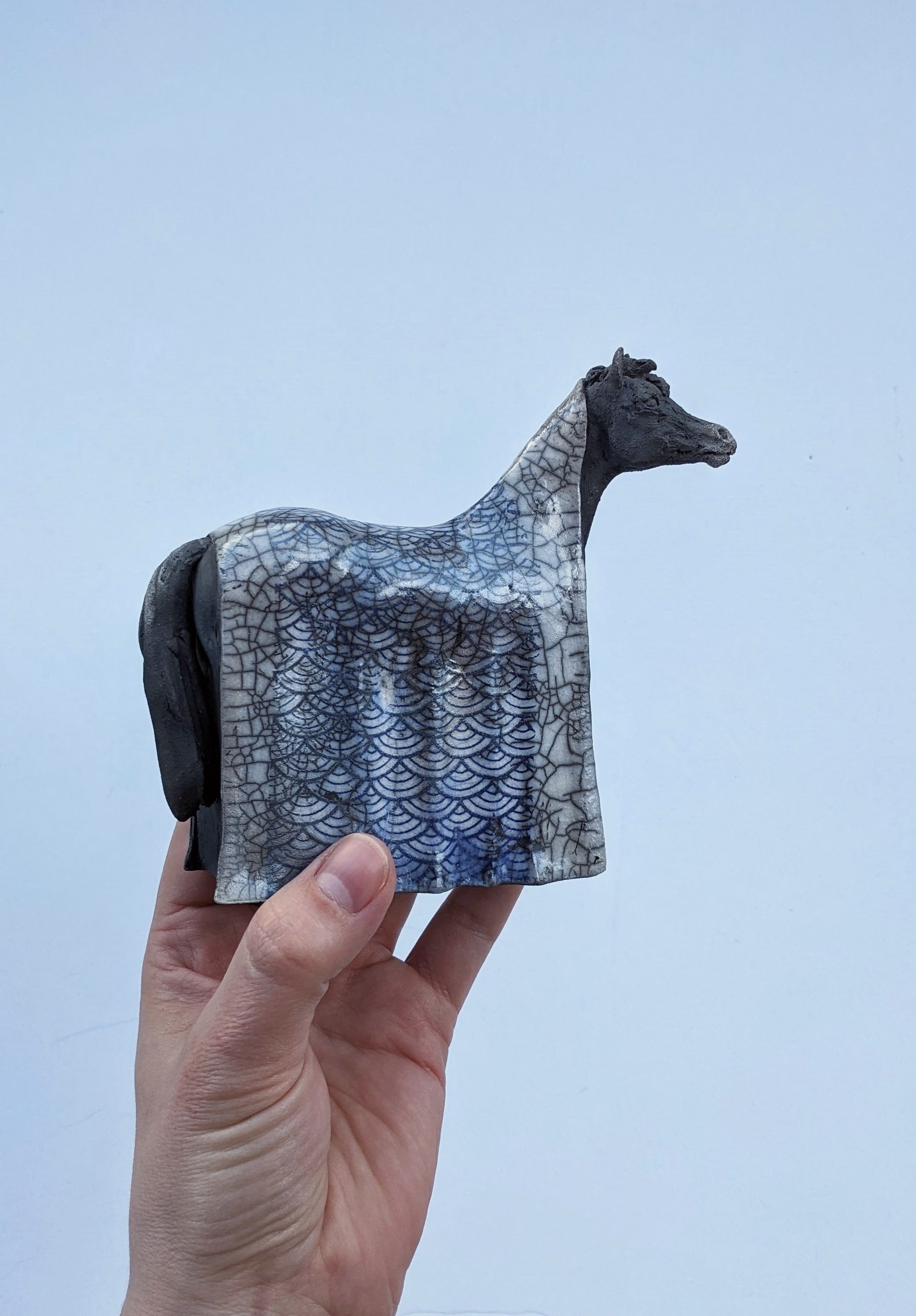 Zen Horse XIII - raku ceramic horse sculpture - Susie Benes