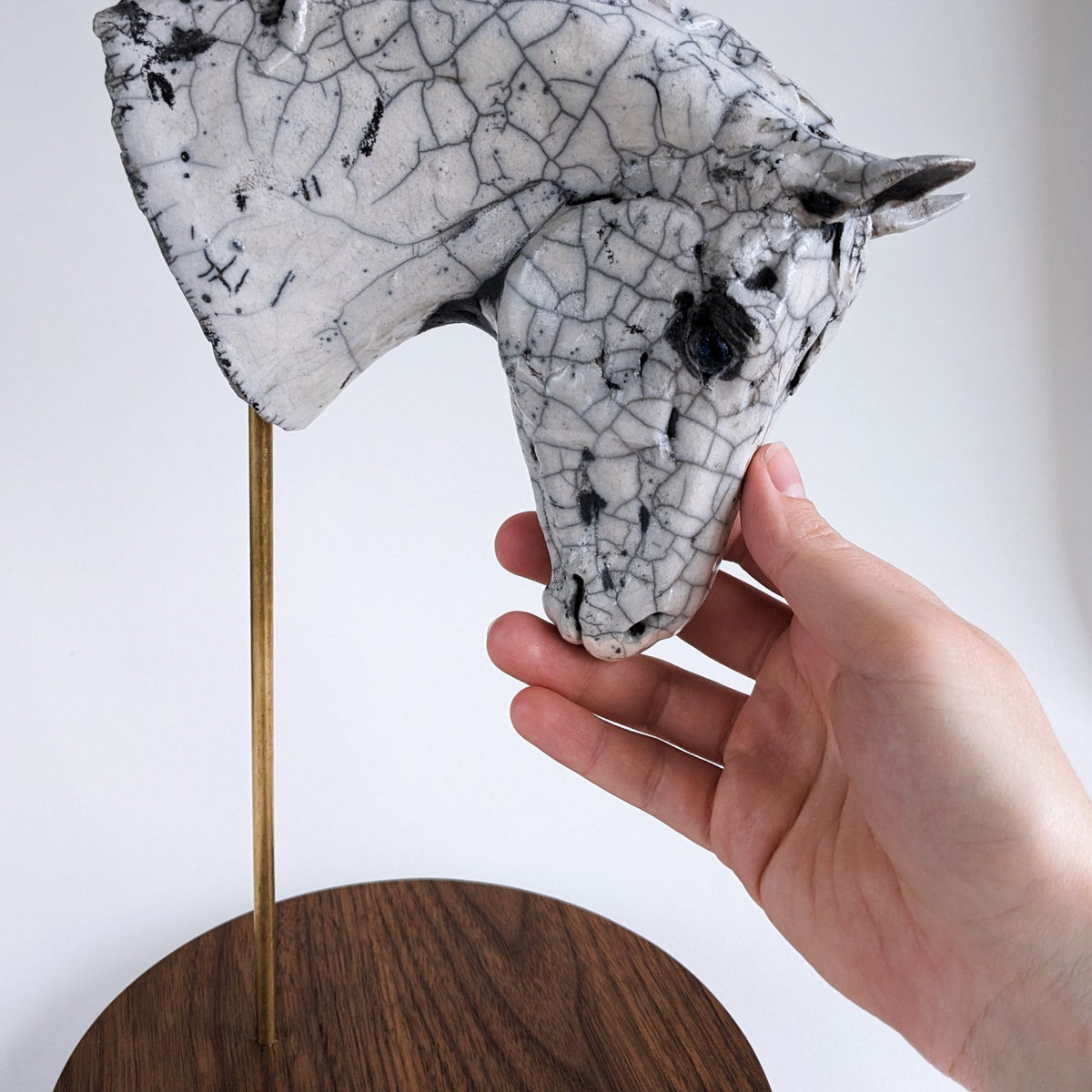 A Spring in His Step - Raku fired ceramic horse sculpture - Susie Benes