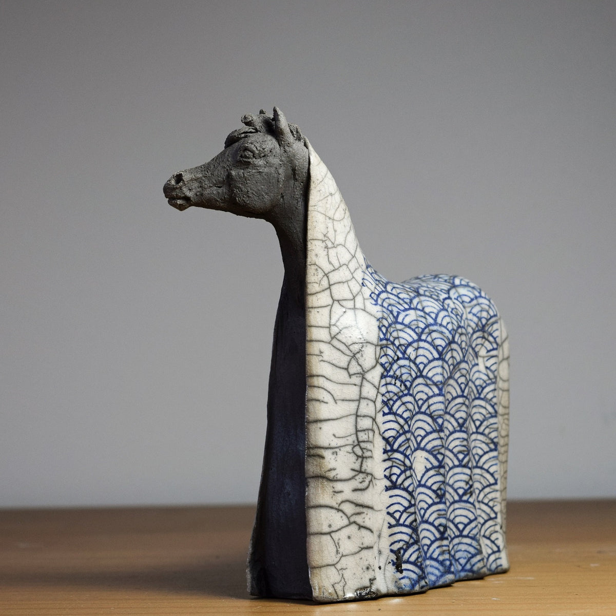 Zen Horse XIII - raku ceramic horse sculpture - Susie Benes